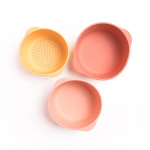 inspire my play - 3 x nesting bowls and sieve - perfect for sensory playtray - sensory bin accessories - special education classroom supplies - montessori education toys - coral