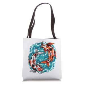 yin yang koi carp nishikigoi fish traditional japanese art tote bag