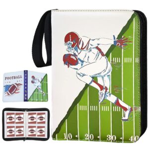 lelonho football card binder for trading cards, fit 400cards with 50 sleeves 4-pocket pages, 3 d-ring album for card collection storage (400 pockets football binder)