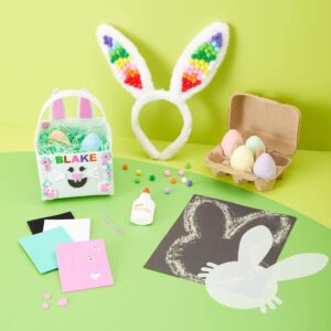 Highlights for Children Easter Craft Kit for Kids, 3 Easter Crafts in 1, Create an Easter Basket, Bunny Ears Headband, and Chalk Art Easter Decorations, Ages 6+