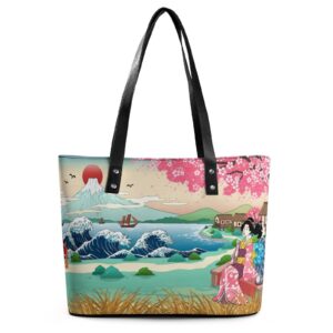 womens handbag japanese girl leather tote bag top handle satchel bags for lady