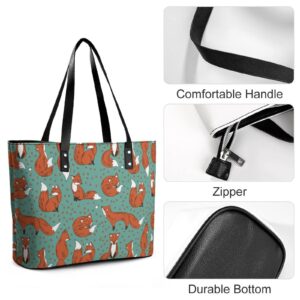 Womens Handbag Animal Foxes Leather Tote Bag Top Handle Satchel Bags For Lady