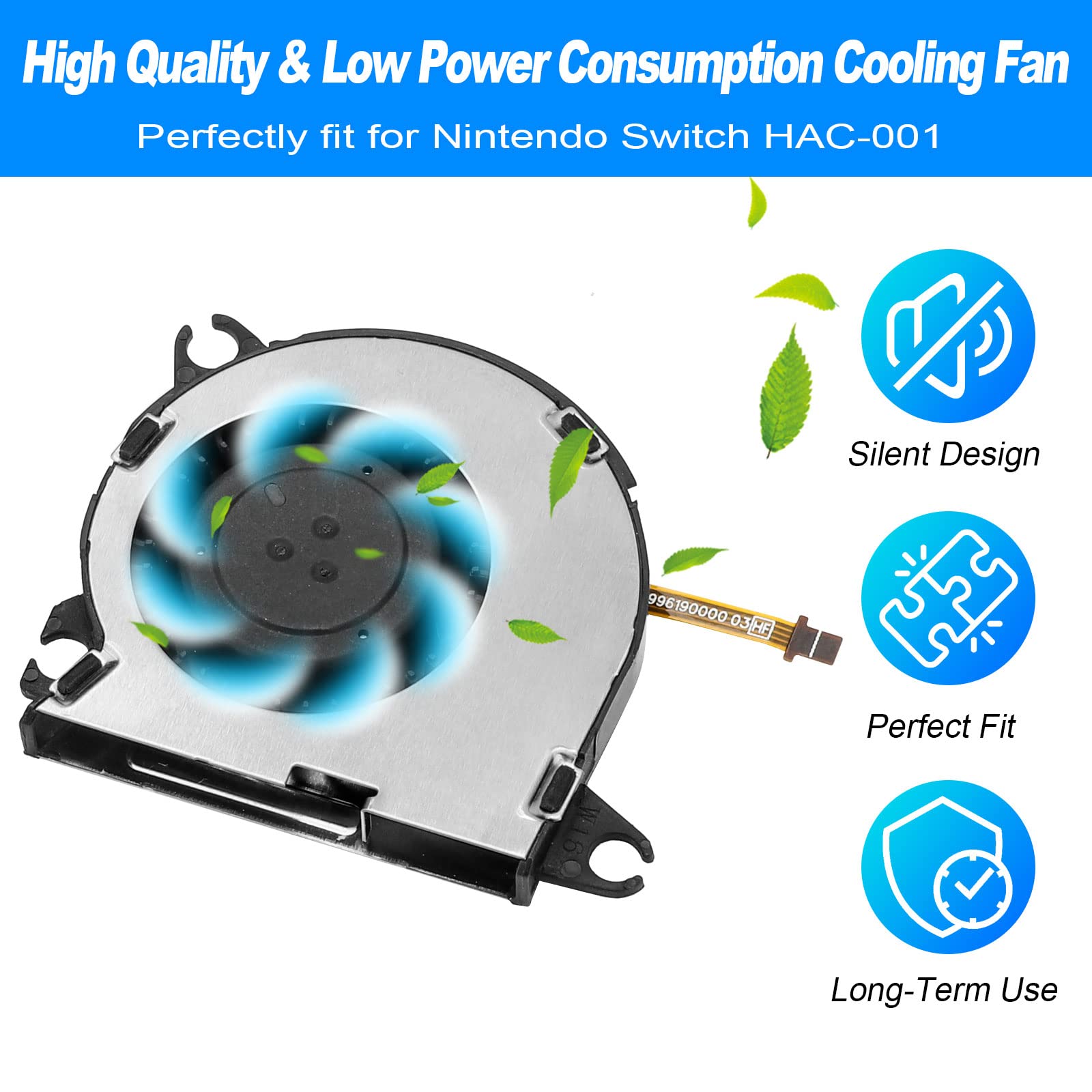 Replacement Internal Cooling Fan for Nintendo Switch, EEEKit Fan Replacement Part CPU Heatsink Cooler for HAC-001 NS 2017 Console with Y Cross Screwdriver Repair Tool Kit