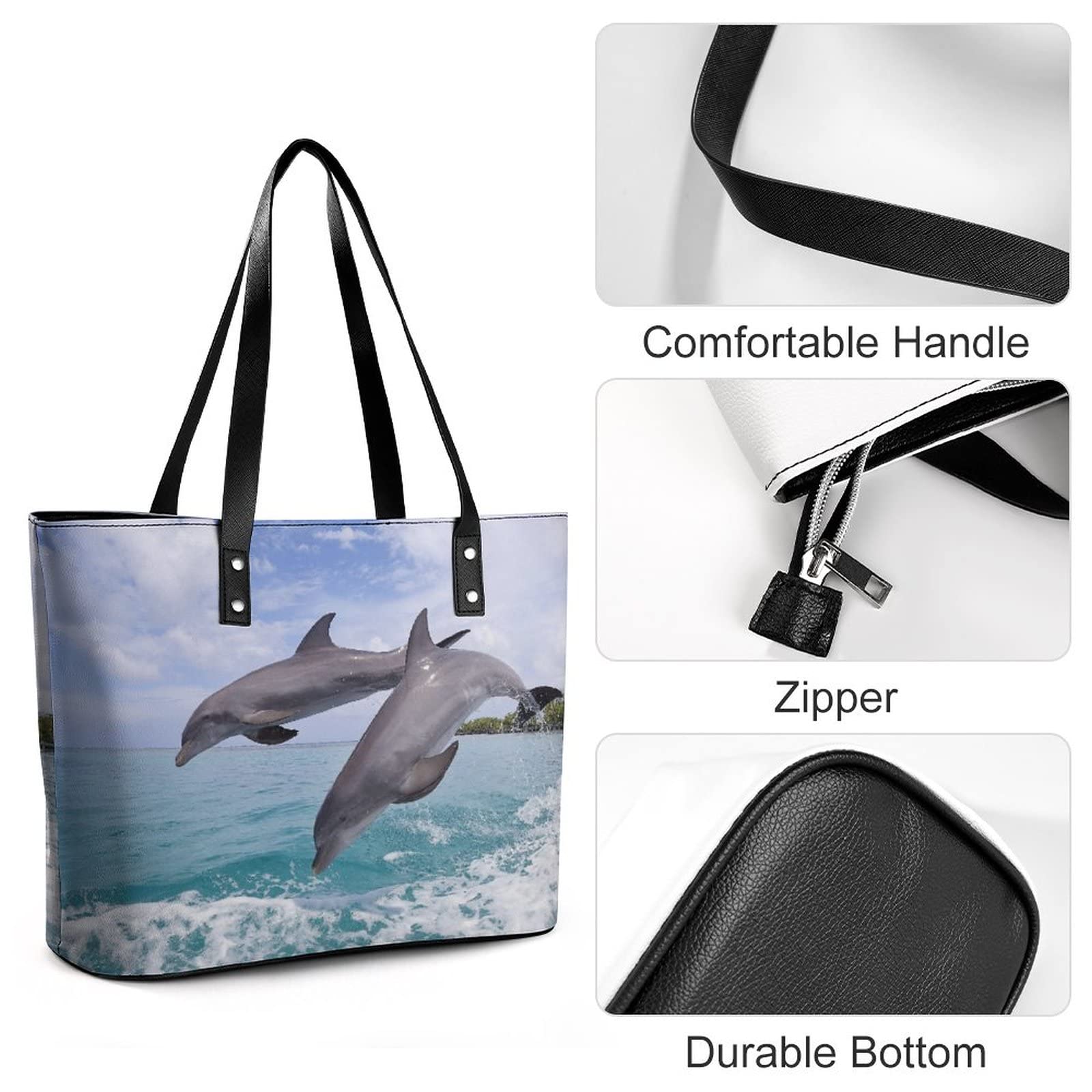 Womens Handbag Dolphin Leather Tote Bag Top Handle Satchel Bags For Lady