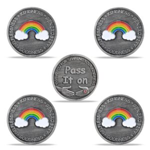 5 pcs rainbow kindness token appreciation coin pass it on gift