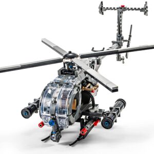 semky military series ah-6 helicopter little birds air force building block set (523 pieces) -building and military toys gifts for kid and adult