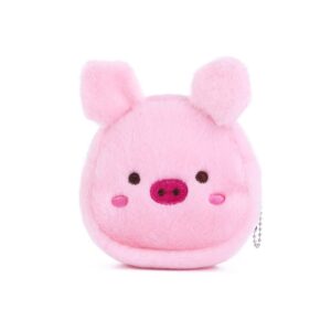 small plush coin purse, cute cartoon chicken pig avocado shape coin purse zipper coin bag mini wallet handbag with keychain(pink)