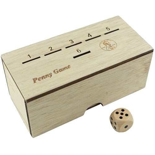 YIPPLE Penny Game - Dice Games for Families with Pennies for 2-6 Players, Penny Game Wood Box