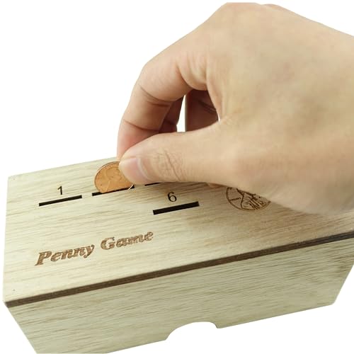 YIPPLE Penny Game - Dice Games for Families with Pennies for 2-6 Players, Penny Game Wood Box