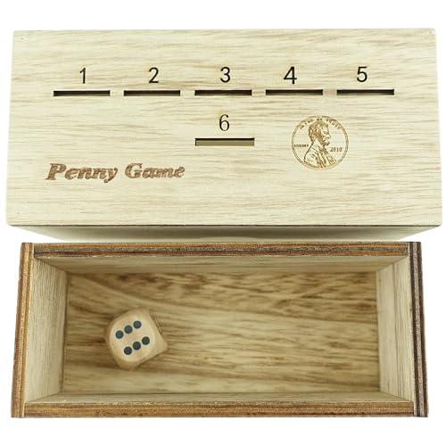 YIPPLE Penny Game - Dice Games for Families with Pennies for 2-6 Players, Penny Game Wood Box