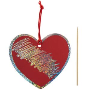 valentine red heart scratch art craft kit for sunday school, vbs, classroom- makes 24