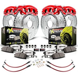 power stop front and rear kch11326-26 z26 street warrior brake pad rotor caliper and hose kit