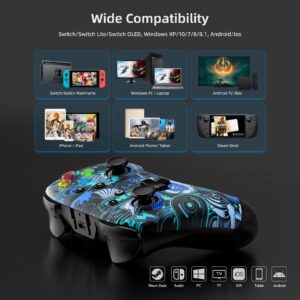 REDSTORM Switch Pro Controller for Nintendo Switch/Switch Lite/OLED/Android/iOS/PC, Wireless Switch Controller with 4 Programmable Buttons, Dual Vibration, Turbo, LED Light and Wake up Function