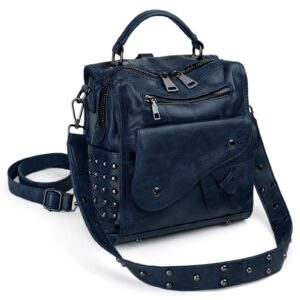 uromee backpack purse for women vegan leather rivet studded ladies fashion travel small shoulder bag convertible