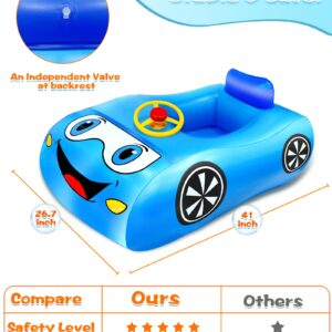 Toddler Pool Float with Safety Seat & Backrest, 41" Large Car Shape Baby Swim Pool Floaties Toddler Floats Summer Beach Baby Pool Toys for Toddlers Infant 6-36 Months