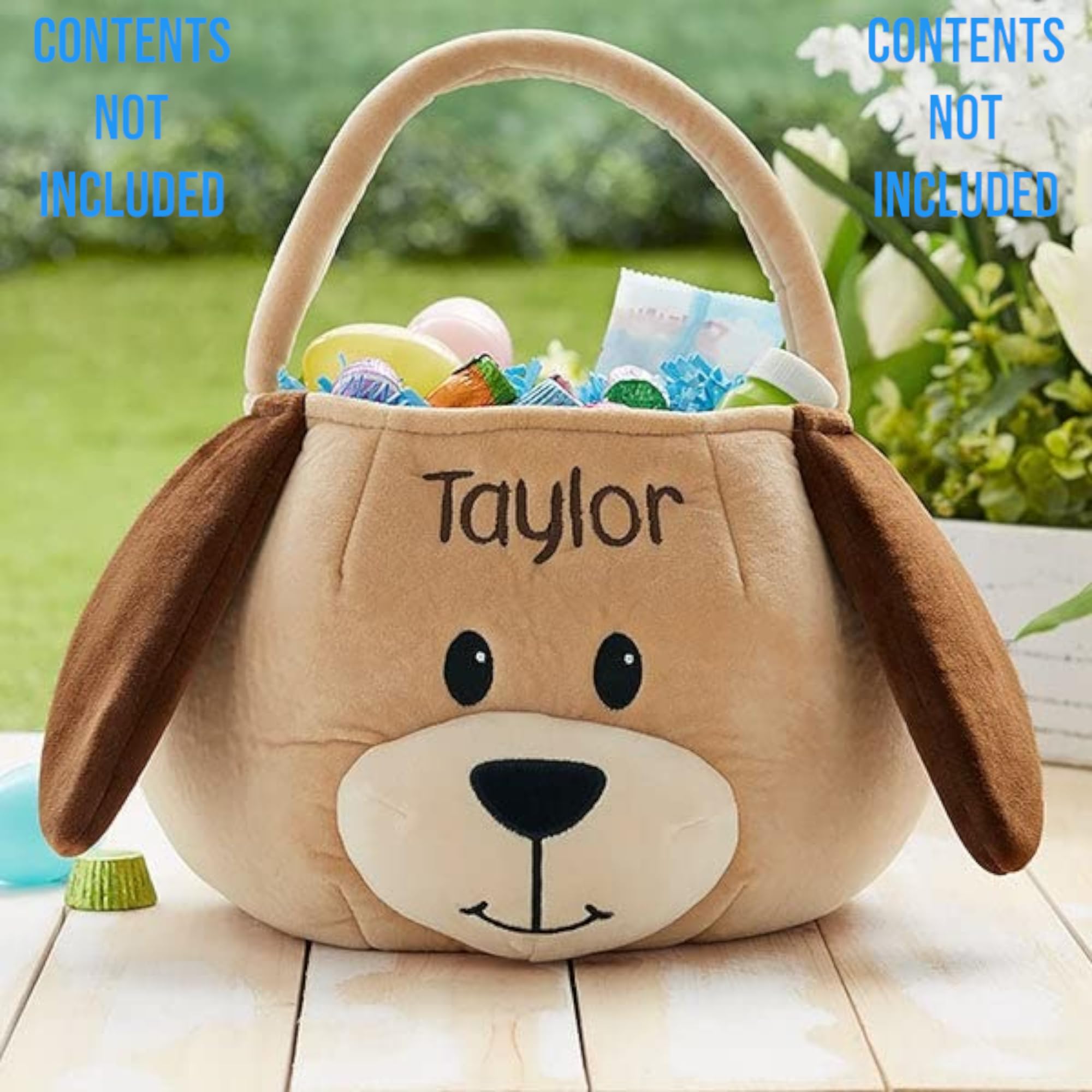 Personalization Universe Embroidered Plush Puppy Personalized Easter Basket, Baby's First Easter, Basket with Reinforced Handles, Customized with Any Name, Boys and Girls