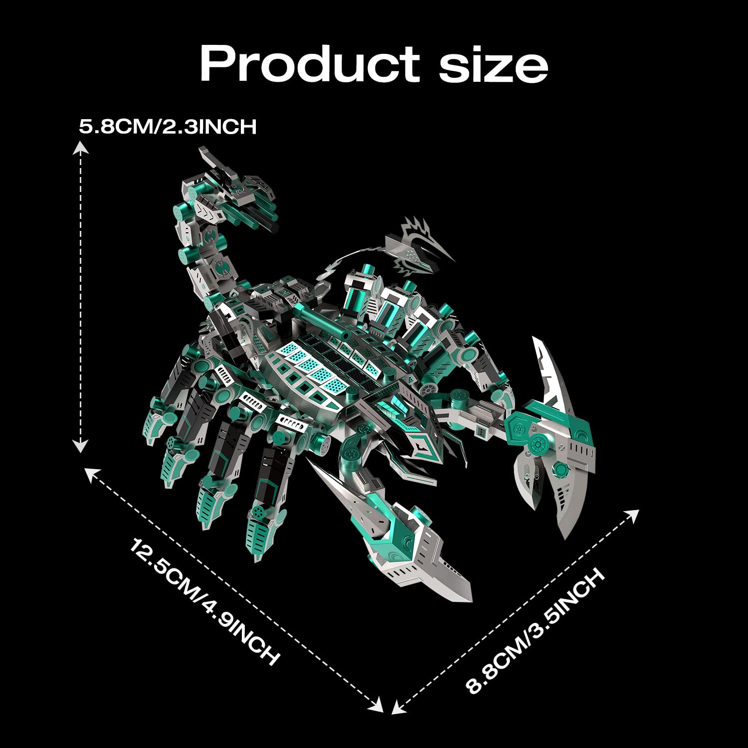 Microworld 3D Metal Puzzle, Mechanical Green Devils Scorpion Metal Model Kits, DIY Challenge 3D Puzzle for Adult, Brain Teaser Art Craft Home Decor Toy for Teen