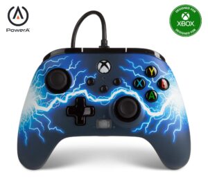 powera 1521745-02 enhanced wired controller, arc lighting, double vibration function, back button, xbox series x, s, xbox one, pc, windows 10/11 (officially licensed product)