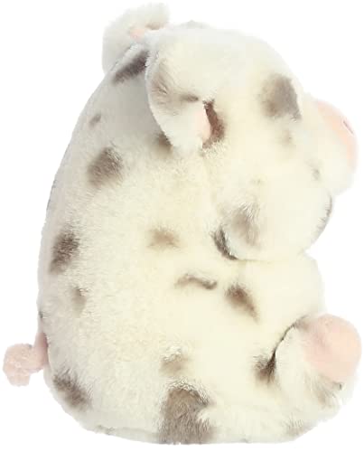 Aurora® Round Rolly Pet™ Periwinkle Pig™ Stuffed Animal - Adorable Companions - On-The-Go Fun - White 5 Inches