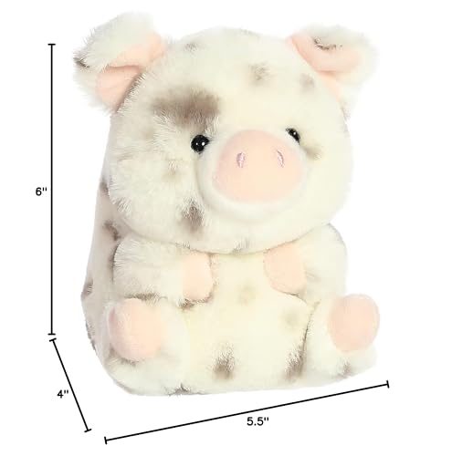 Aurora® Round Rolly Pet™ Periwinkle Pig™ Stuffed Animal - Adorable Companions - On-The-Go Fun - White 5 Inches