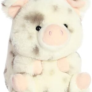 Aurora® Round Rolly Pet™ Periwinkle Pig™ Stuffed Animal - Adorable Companions - On-The-Go Fun - White 5 Inches