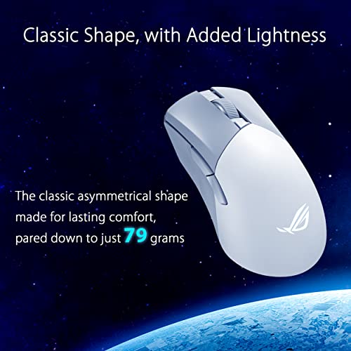 ASUS ROG Gladius III Wireless Gaming Mouse, 36000 DPI, 6 Buttons, Replaceable Switches, Paracord Cable - White