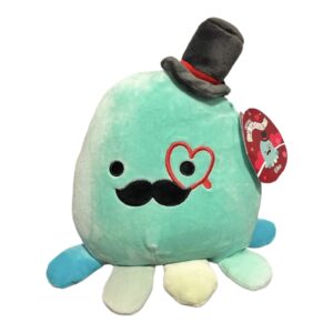 squishmallows official kellytoy valentines squad collectible squishy soft plush toy animal (eiko the octopus (with top hat and mustache), 8 inch)