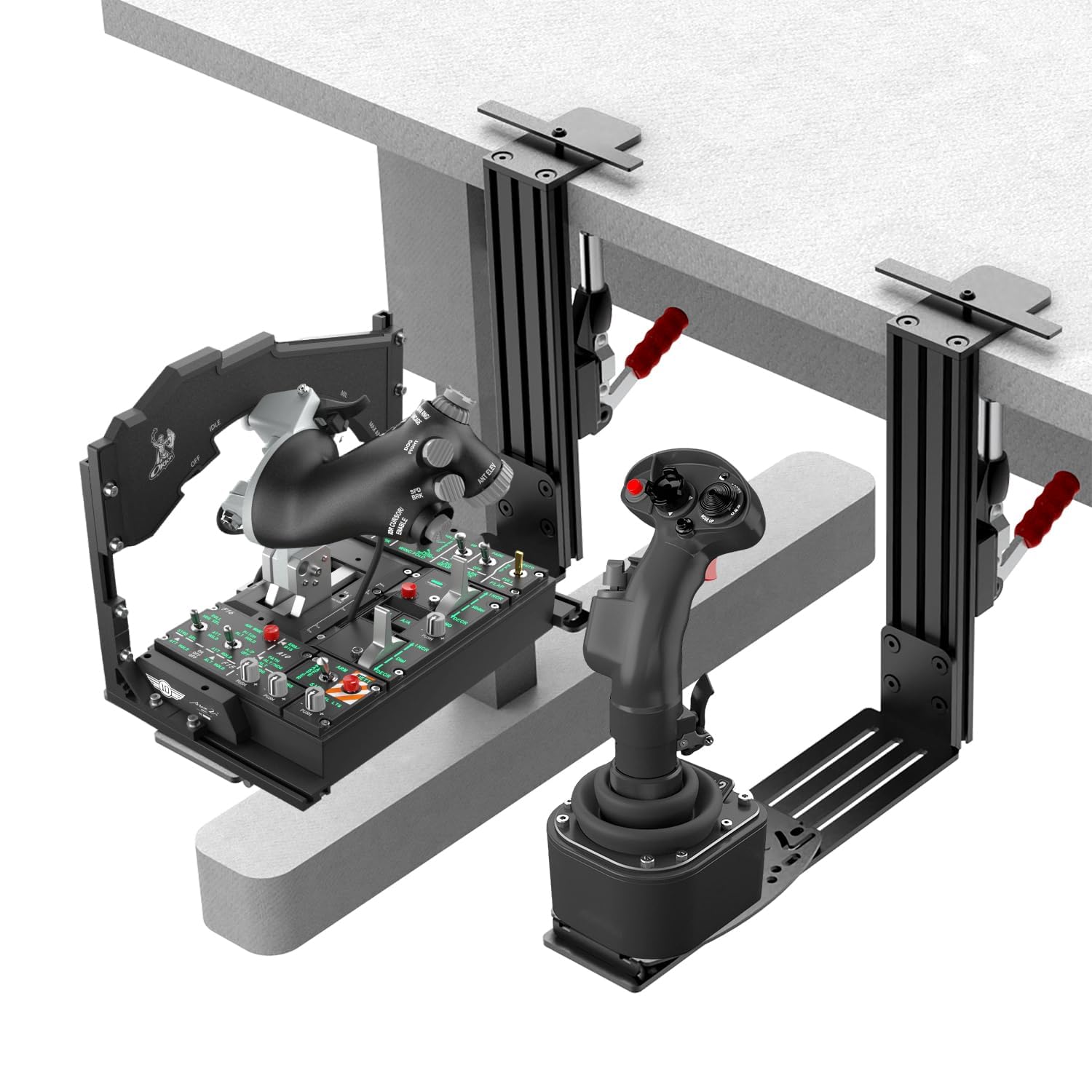 2 Set Desk Mount for Flight Sim Game Joystick, Throttle, Hotas system Compatible with Logitech X56, X52，compatible with Thrustmaster T-Flight Hotas/T.16000M/TCA/Warthog 10C&Throttle/Winwing Orion 1&2