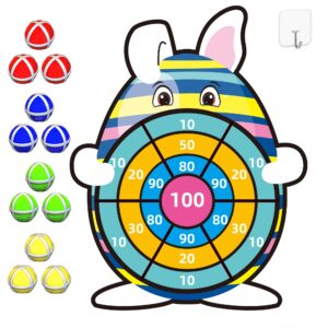 hongid easter basket stuffers,30" bunny dart board with 12 sticky balls,easter eggs filled,easter theme party favor,easter gifts for boys girls - outdoor indoor kids toys-easter decor decorations