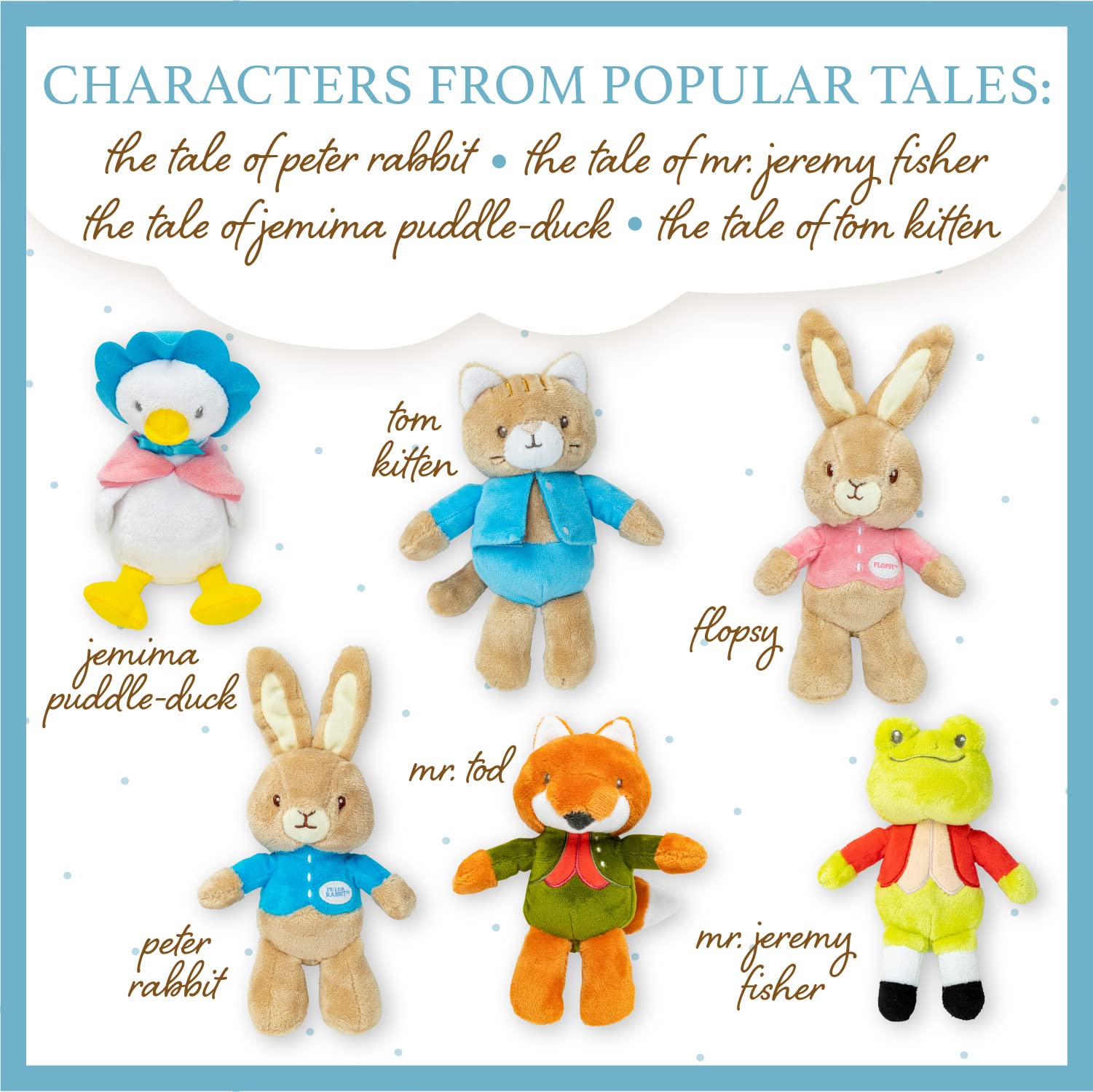 KIDS PREFERRED Peter Rabbit Classic Stuffed Animal Characters 6 Piece Gift Set 9 Inch Plush Toys for Infants Babies and Kids Based on The Beatrix Potter Books