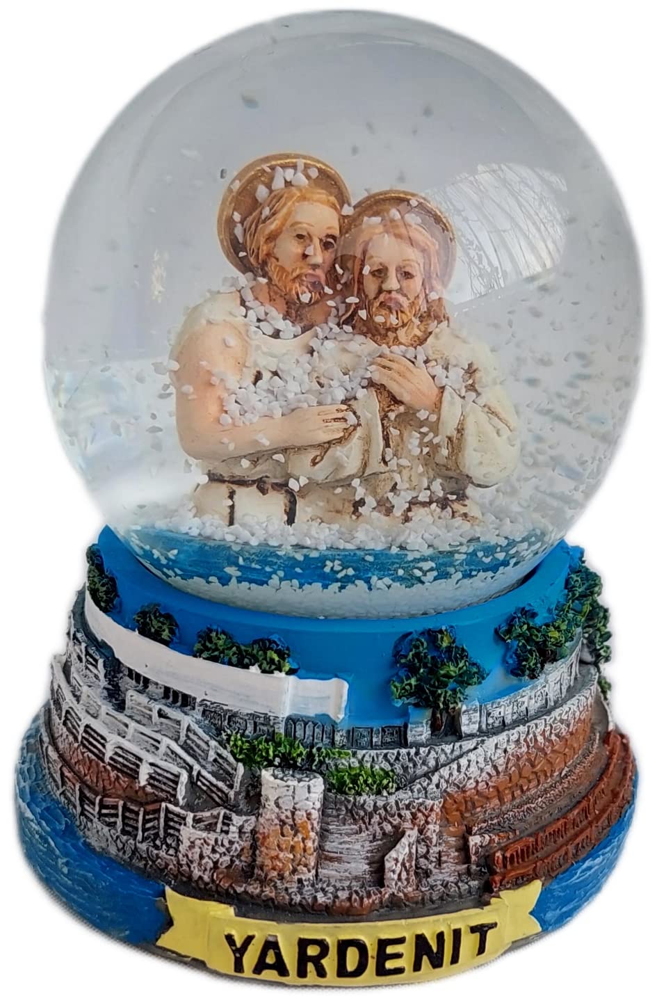 New Snowdome Israel Yardenit Snowglobe Holyland Baptismal Site Jordan River 92mm