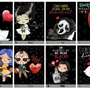 Silly Goose Gifts Classic Horror Scary Movie Character Themed Valentines Day Card School Classroom Exchange (Set of 24)