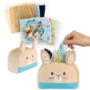 kids preferred peter rabbit tissue box montessori sensory toy 8 double sided tissues for infants, babies, and kids based on the beatrix potter books