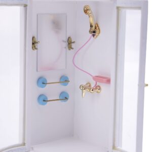 Tukaneeko 1:12 Dollhouse Shower Room Miniature Furniture Toys Mini Bathroom Decoration for Doll House