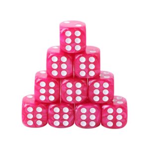 10pcs/set dice, durable dice toy, round corner game dice, resin dice, polyhedral number dice, 6 sided 16mm dice entertainment supplies(rose red)