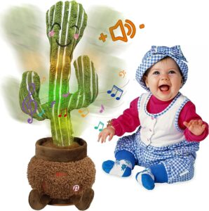 miaodam dancing cactus baby toy volume adjustable talking cactus toy, repeating what you say baby toys, dancing cactus mimicking toy with 120 english song and led lighting for baby toys 6 to 12 months