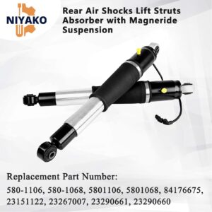 Niyako Rear Air Shock Absorbers Replacement# 𝟓𝟖𝟎-𝟏𝟏𝟎𝟔 𝟖𝟒𝟏𝟕𝟔𝟔𝟕𝟓 𝟐𝟑𝟏𝟓𝟏𝟏𝟐𝟐 𝟐𝟑𝟐𝟔𝟕𝟎𝟎𝟕 𝟐𝟑𝟐𝟗𝟎𝟔𝟔𝟏 Fit 2015-2021 Chevy Tahoe Suburban Cadillac Escalade ESV GMC Yukon XL