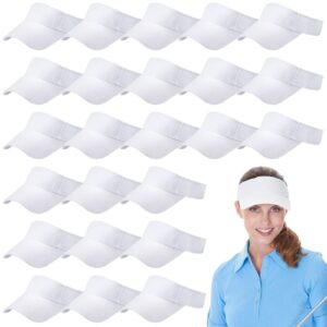 24 pieces visors bulk for women men adjustable sun visor hats uv protection sport visors(white)