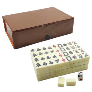 ripteadry chinese mahjong game set, with 144 tiles, 2 spare tiles, 2 dice, chinese mahjong set, travel mahjong set, mahjong board game, for home entertainment use