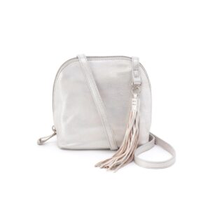 hobo nash compact crossbody leather bag for women, silver