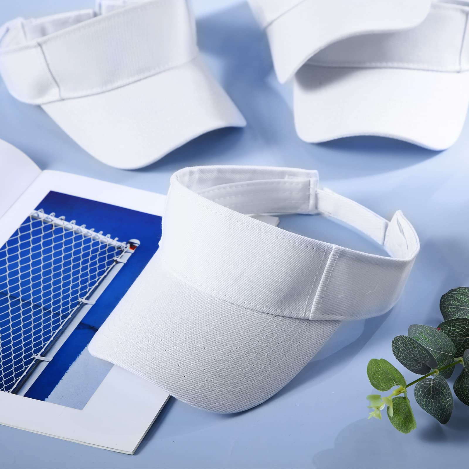 24 Pieces Visors Bulk for Women Men Adjustable Sun Visor Hats UV Protection Sport Visors(White)