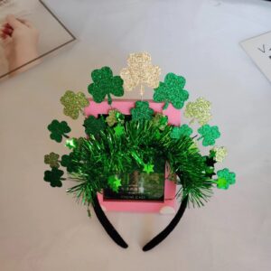 eyigylyo St. Patrick's Day Shamrock Headband with Shamrock Glasses Set, Irish Shamrock Hairband Green Leprechaun Costume Sunglasses for Women Girls St Patricks Day Costume Accessories