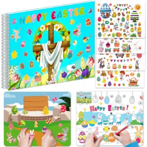 lionoble easter coloring book for kids, easter gifts easter basket stuffer for toddler, big paint activity books with sticker(15 scenes& 750+ stickers), easter crafts for kids 1-3, 4-8 ages