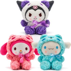 grusemi 3 pack anime kawaii plush dolls, cute stuffed animal figure plushies pillow toy birthday party favor gifts for children girls fans