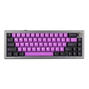 epomaker ek68 65% wireless gaming keyboard, hot swappable gasket mechanical keyboard with metal knob, bluetooth 5.0/2.4ghz wireless/usb-c wired custom keyboard (black purple, budgerigar switch)