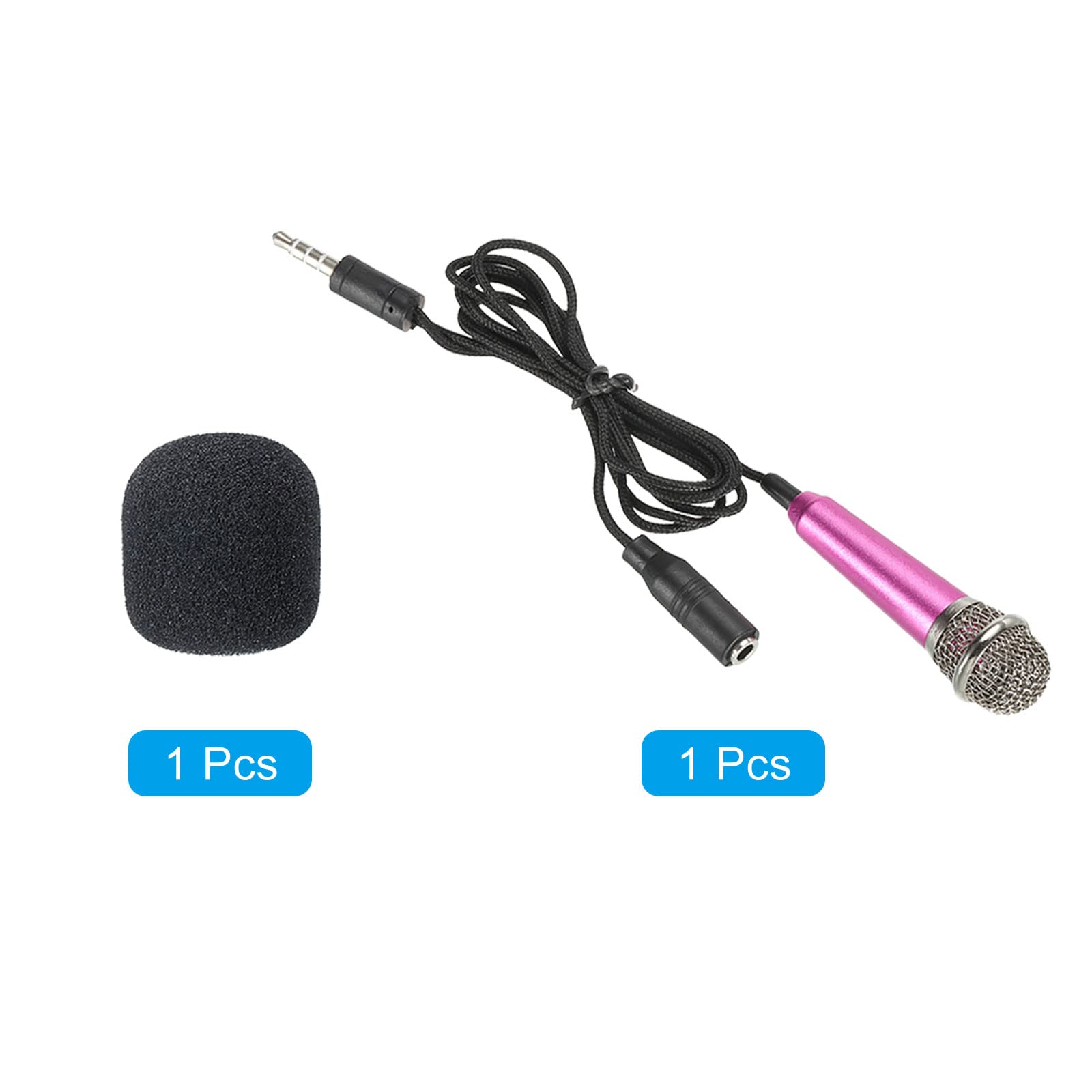 PATIKIL Mini Microphone Portable Vocal Microphone Rose Red for Voice Recording and Singing Pack of 1