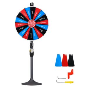 winspin 24 inch prize wheel diy insertable tabletop or floor stand spinning wheel, 18 slots fortune design carnival spin game, diy series