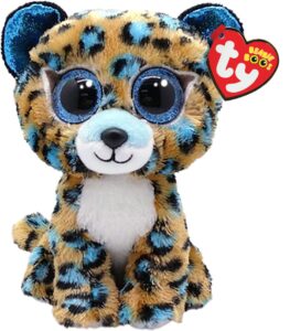 ty boo animals beanie boo's-plush cobalt the leopard 15cm-ty36691, ty36691, beige, blue, white, small