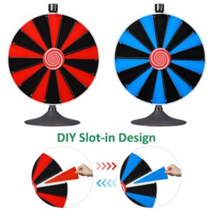 WinSpin 24 Inch Prize Wheel DIY Insertable Tabletop or Floor Stand Spinning Wheel, 18 Slots Fortune Design Carnival Spin Game, DIY Series