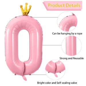 Roblue 40Inch Number Balloon Large Birthday Party Decorations, Number 7 Large Pink Crown Balloons Cute Balloons for Birthday Wedding Anniversary Decoration Party Supplies